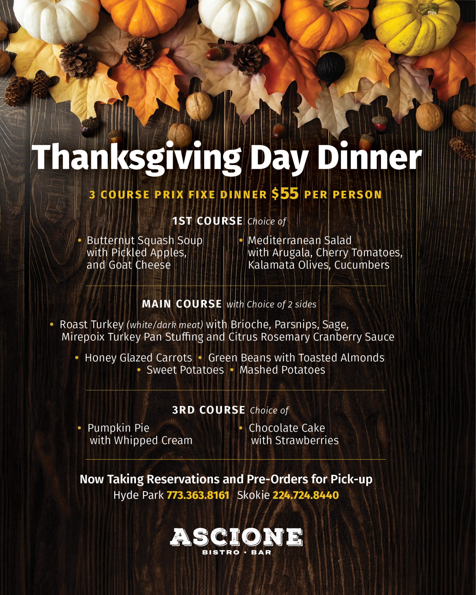 Thanksgiving Dinner At Ascione Bistro - Welcome To Hyde Park